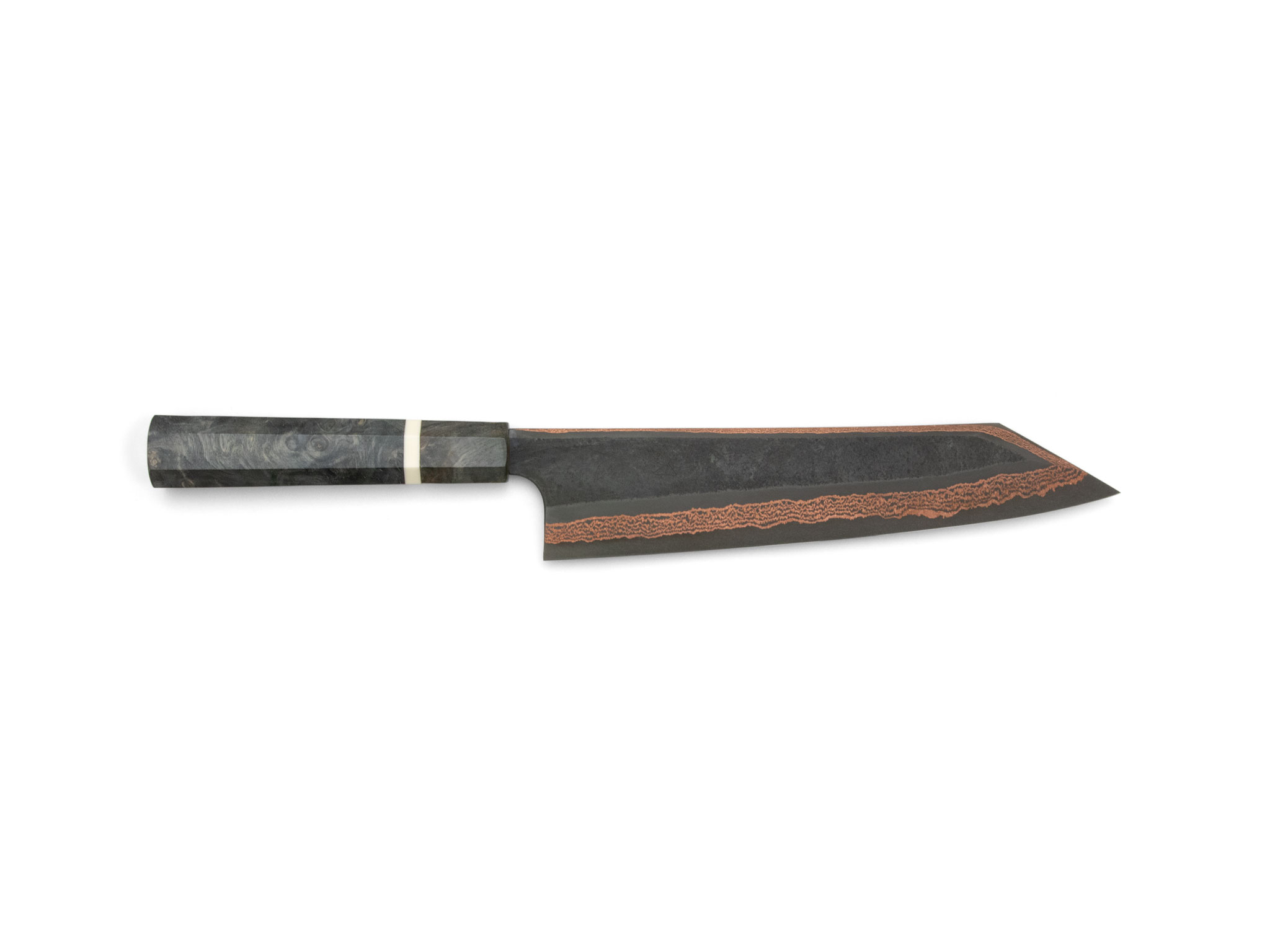 Hatsukokoro x Nigara Yorokobi SLD Rainbow Damast Kuro Kiritsuke Gyuto ...